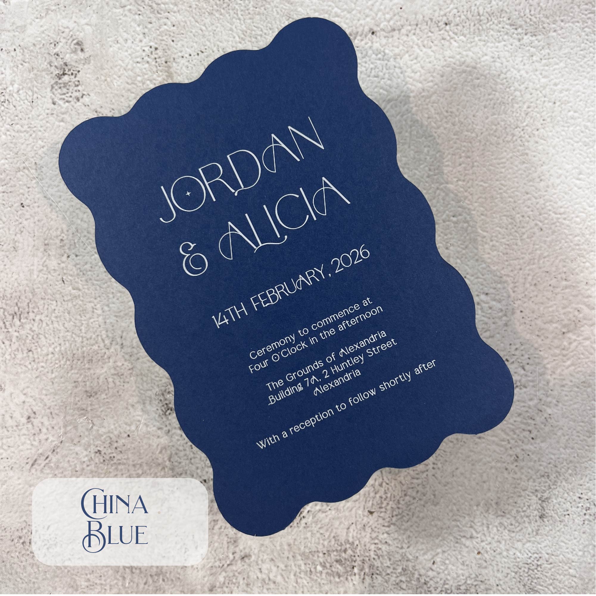 Wave Shape Die Cut Wedding Invitation Printing Gold Coast, Australia ...