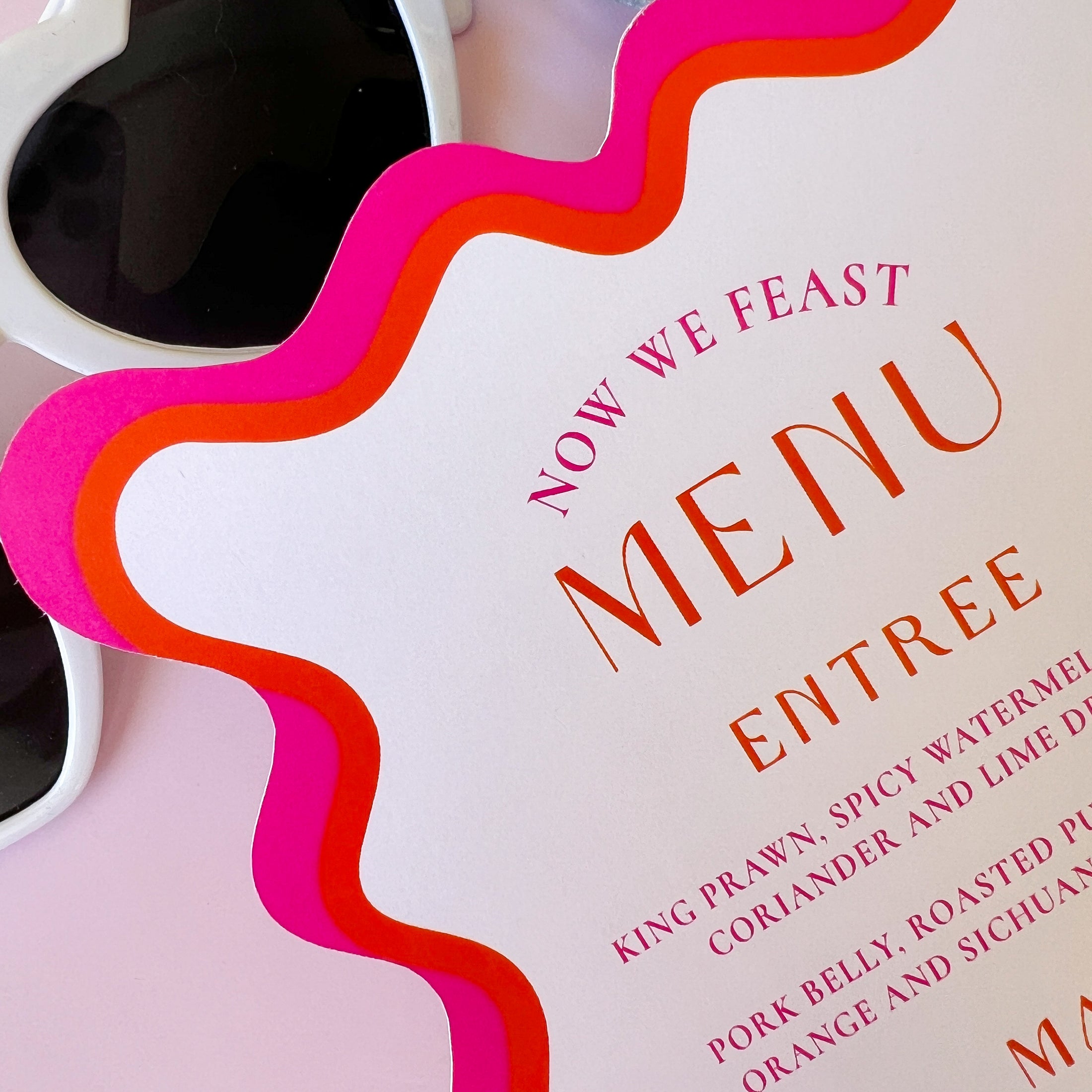 Wave Shape Printed Wedding Event Menu / Place Cards – Glitzy Prints