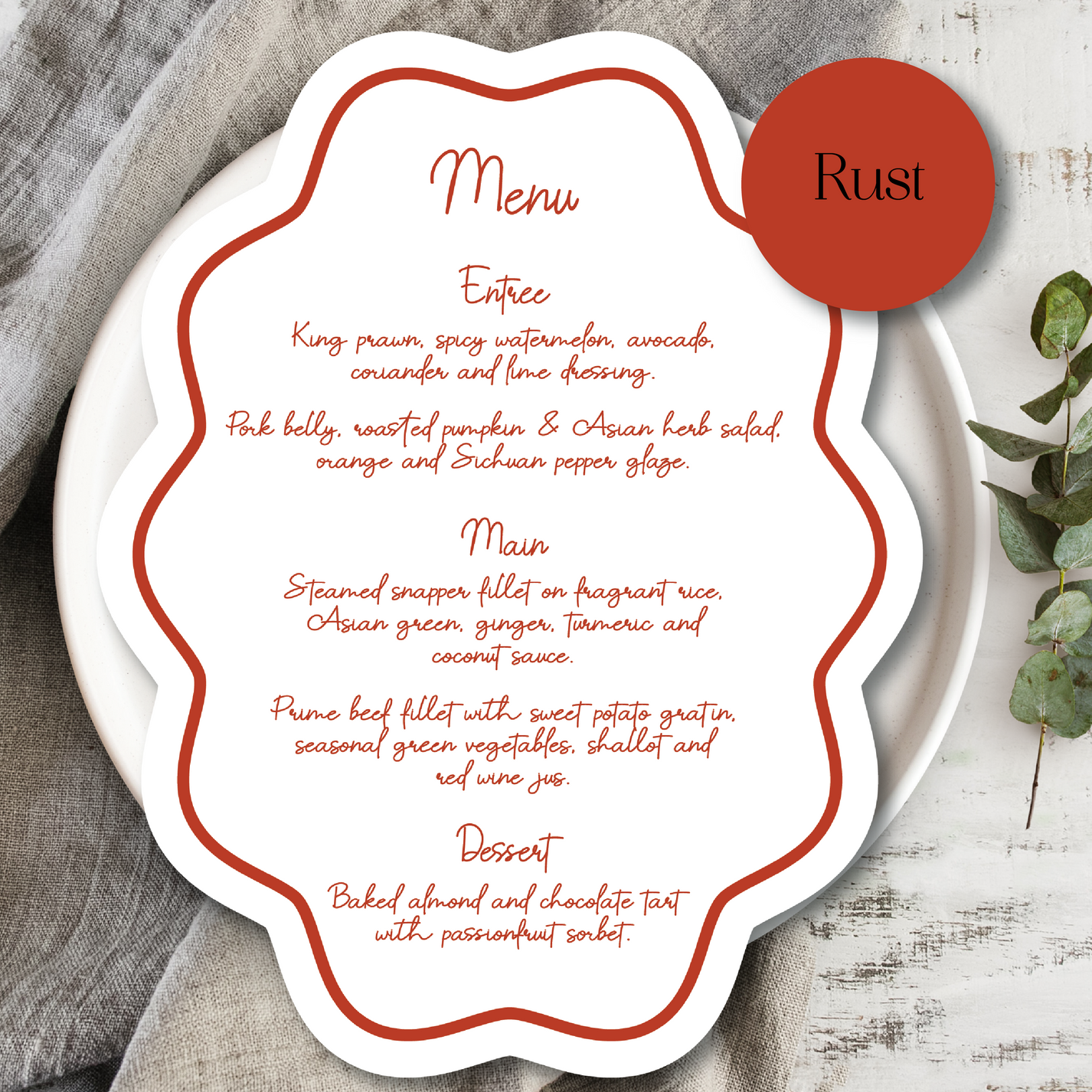 Printed Colourful Scallop Wave Shaped Wedding Menus | Die Cut Printed ...