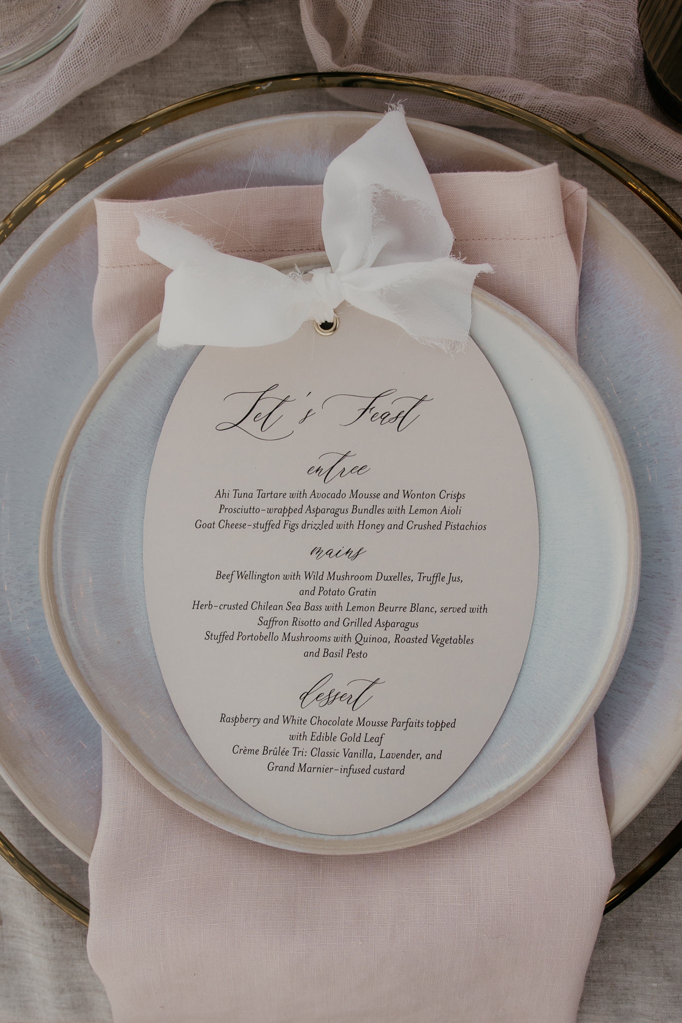 Printed Arch Wave Wedding Menus | Printed Invitations | White Ink Printing Sage Green – Glitzy ...