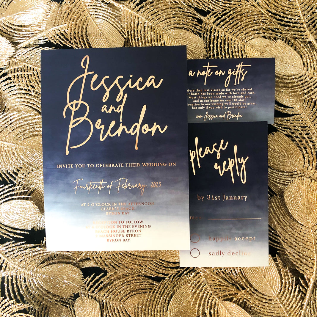 Gold, Silver and Rose Gold Foil Invitations – Glitzy Prints